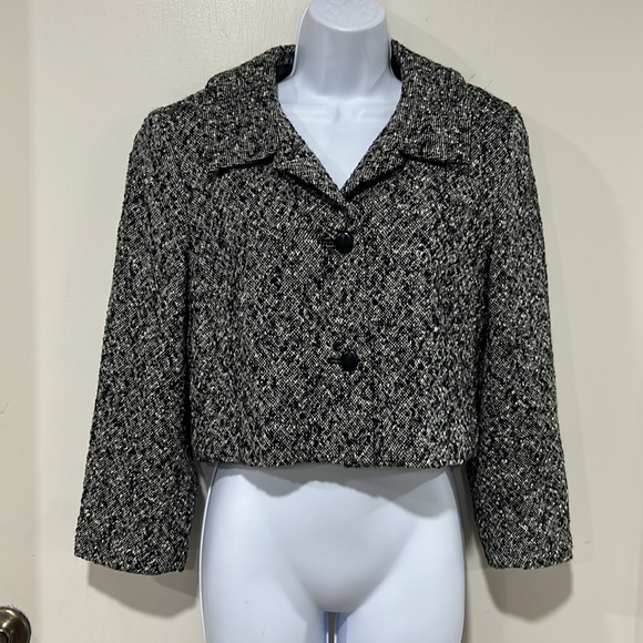 Talbots | Jackets & Coats | Talbots Black White Wool Cropped Tweed ...